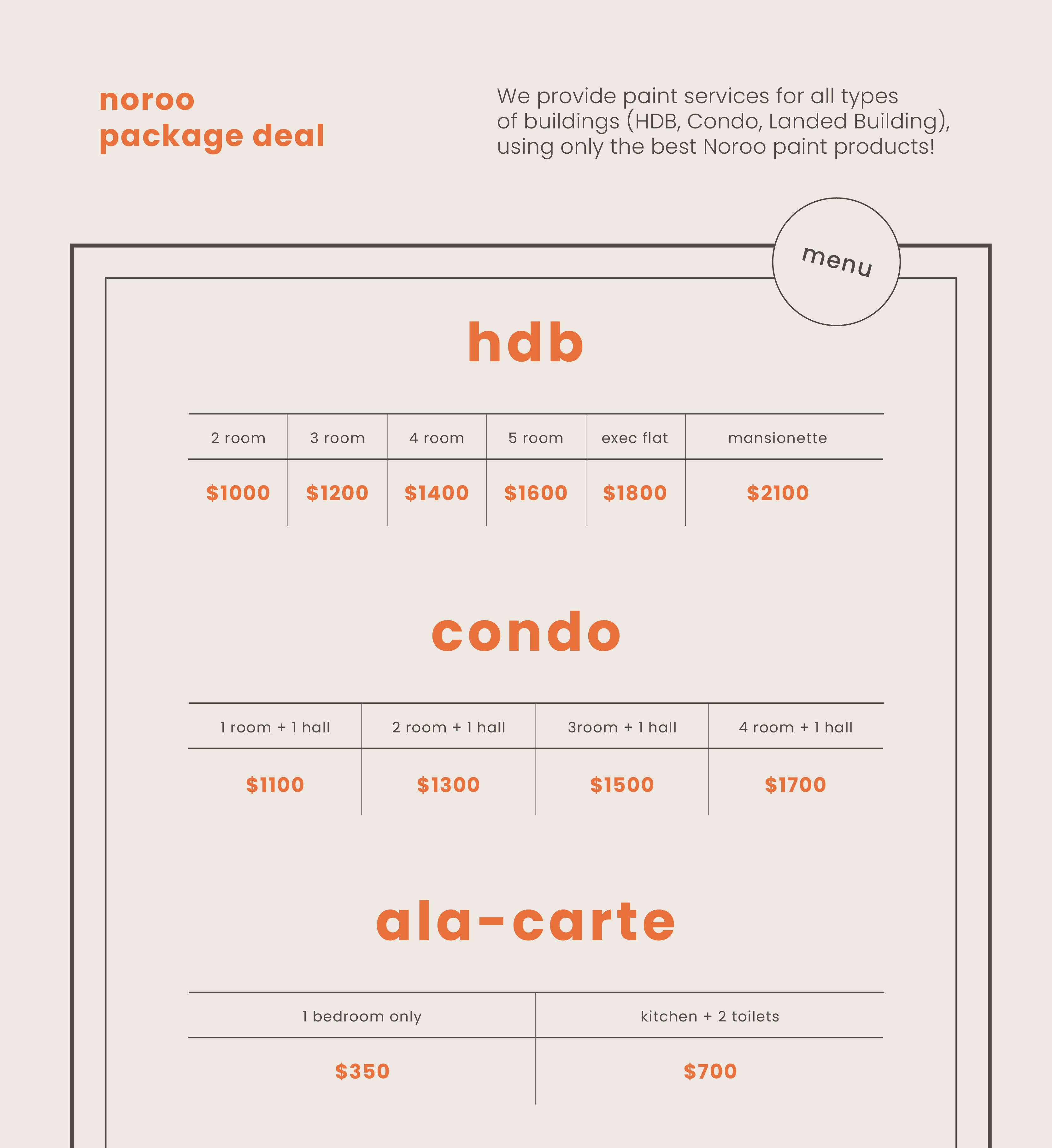 Service Pricelist – Noroo Paint