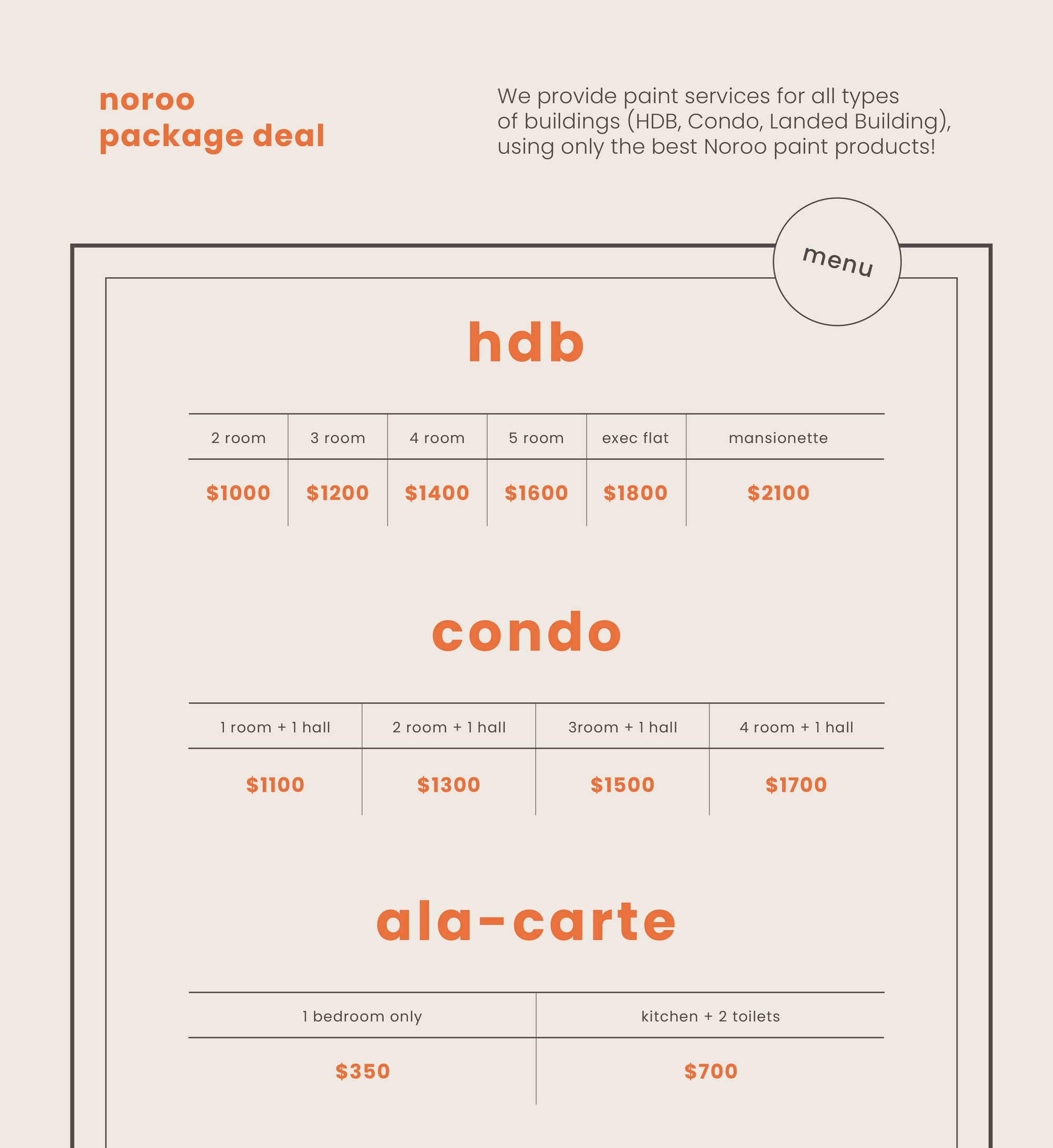 Service Pricelist – Noroo Paint